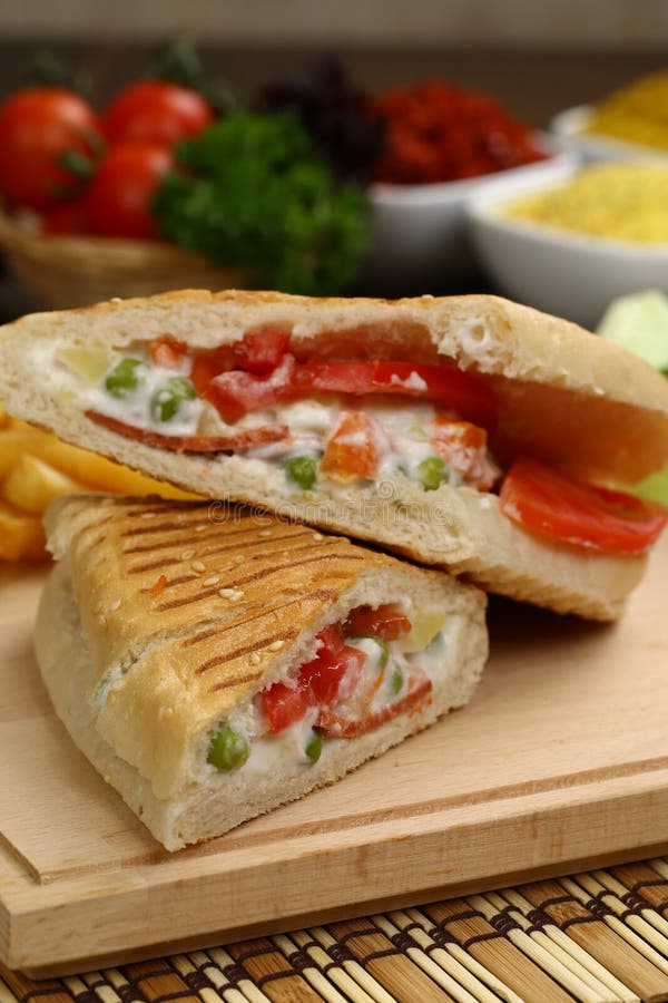 Grilled Panini stock image. Image of dieting, food, grains - 96669119