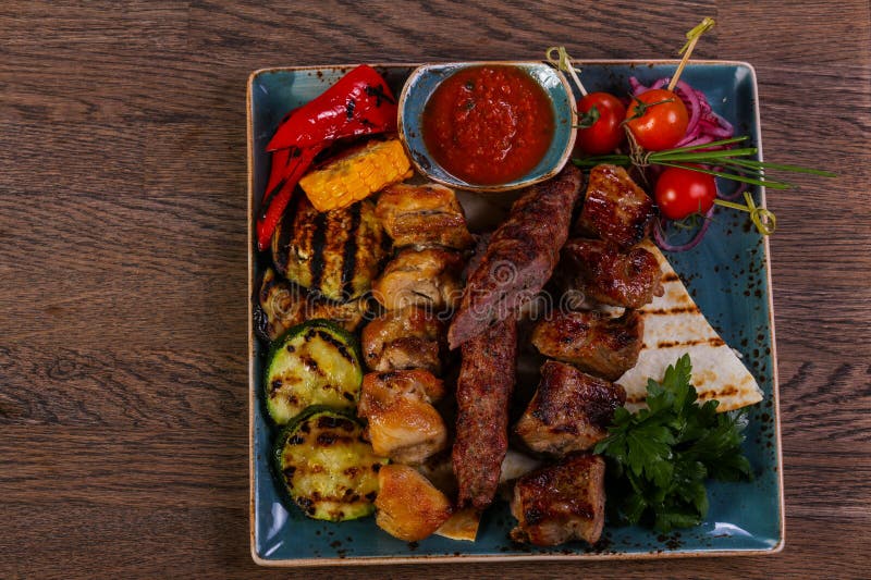 Grilled plate mix stock image. Image of tasty, lebanese - 123413269