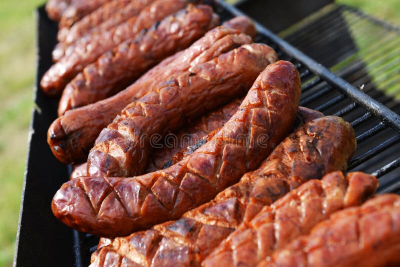 Grilled Polish Sausages stock photo. Image of gourmet - 143547174