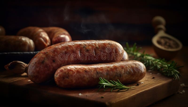 Grilled Pork and Beef, Cooked on a Rustic Wood Grill Generated by AI ...