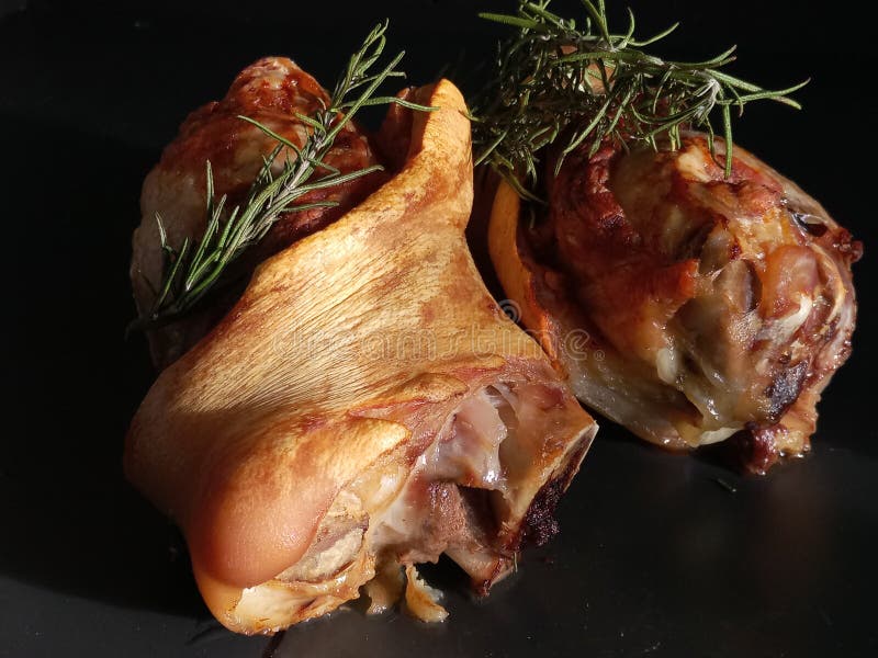 Grilled pork knuckle stock image. Image of rosemary - 110151069