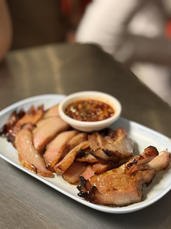 Grilled Pork Neck with Thai Sauce Stock Photo - Image of sauce, spicy ...