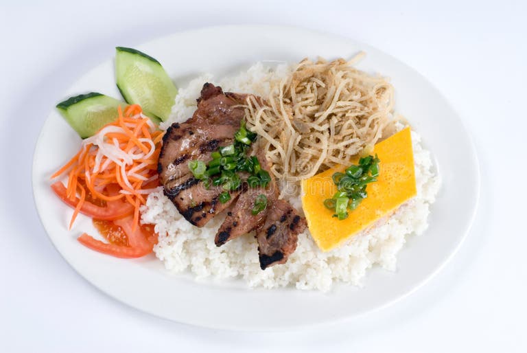 Grilled pork over rice stock photo. Image of thai, noodle - 7998132
