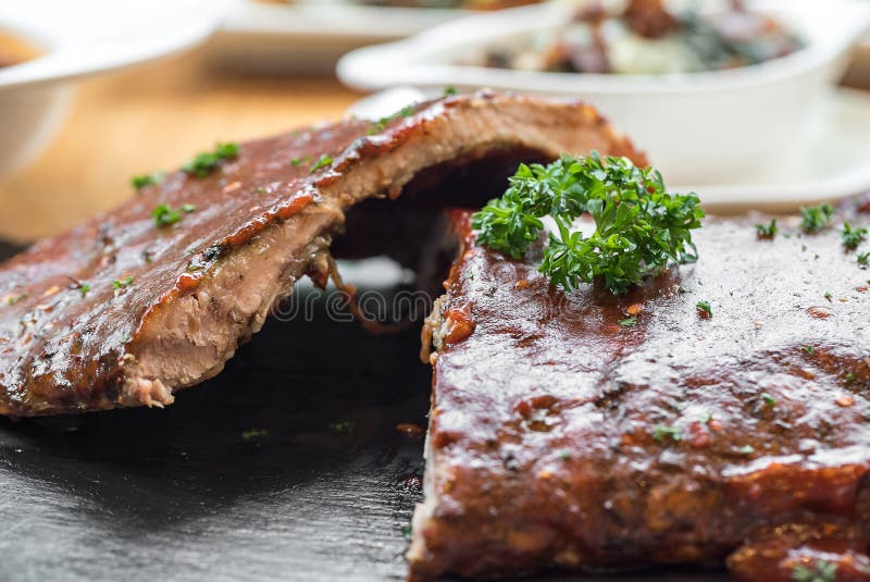 Grilled Pork Ribs stock image. Image of pork, potato - 90189065