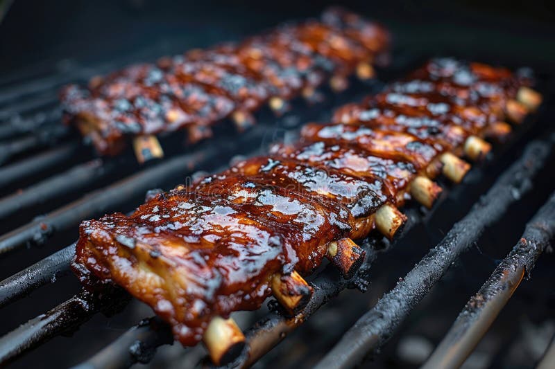 Grilled Pork Ribs on the Grill Stock Photo - Image of roast, meal ...