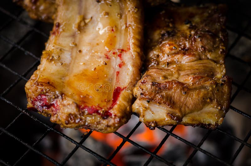 Grilled pork ribs stock image. Image of cooking, ribs - 40044703