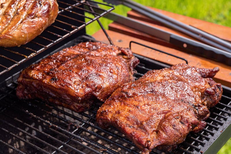 Grilled Pork Ribs on the Grill. Stock Photo - Image of pork, chop: 94237698