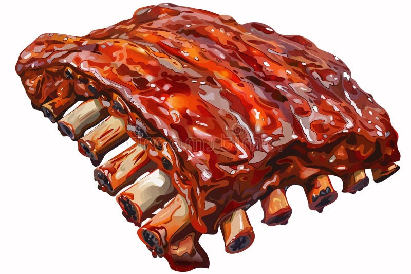 Grilled Pork Ribs Isolated Vector Style Stock Vector - Illustration of ...