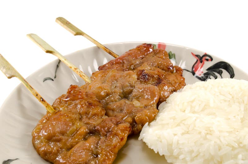 Grilled pork with rice stock image. Image of chicken - 50210795