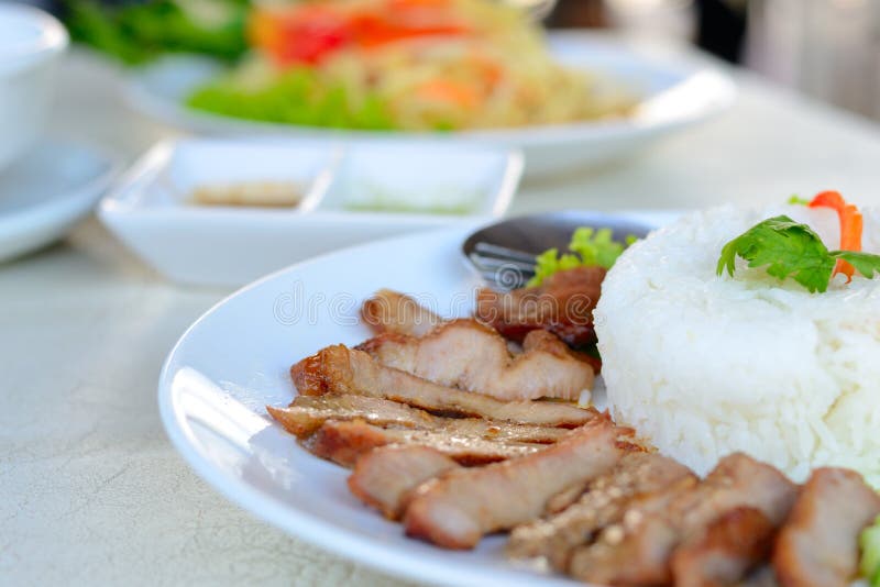 Grilled Pork with Rice stock photo. Image of oriental - 53150548