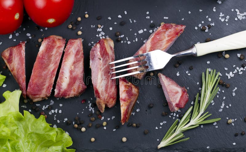 Grilled Pork Spare Ribs on a Board Stock Photo - Image of juicy, edge ...