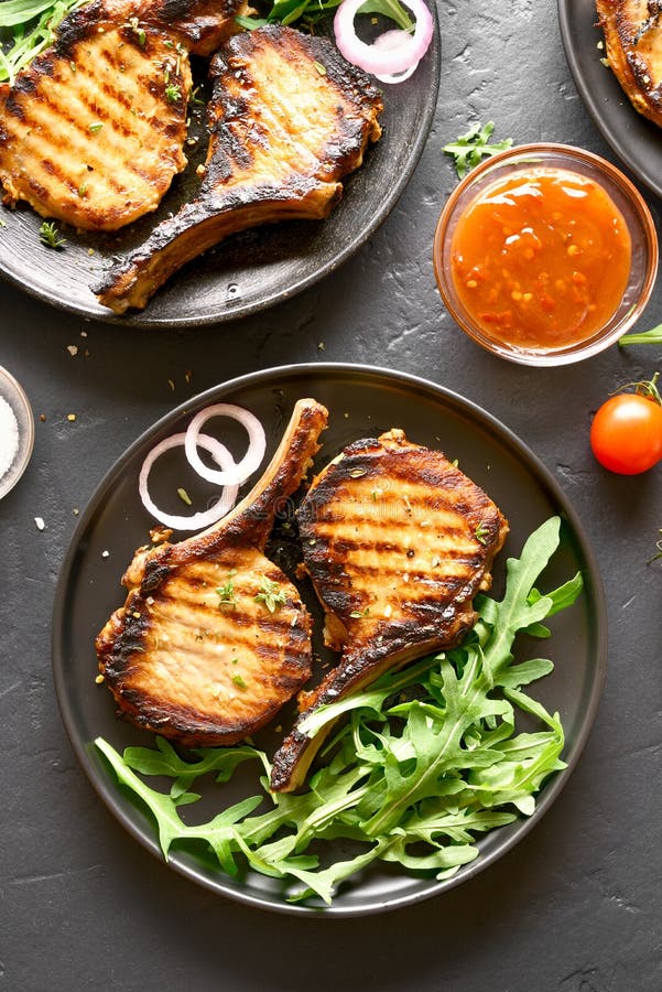 Grilled pork steaks stock photo. Image of prepared, chop - 144661468