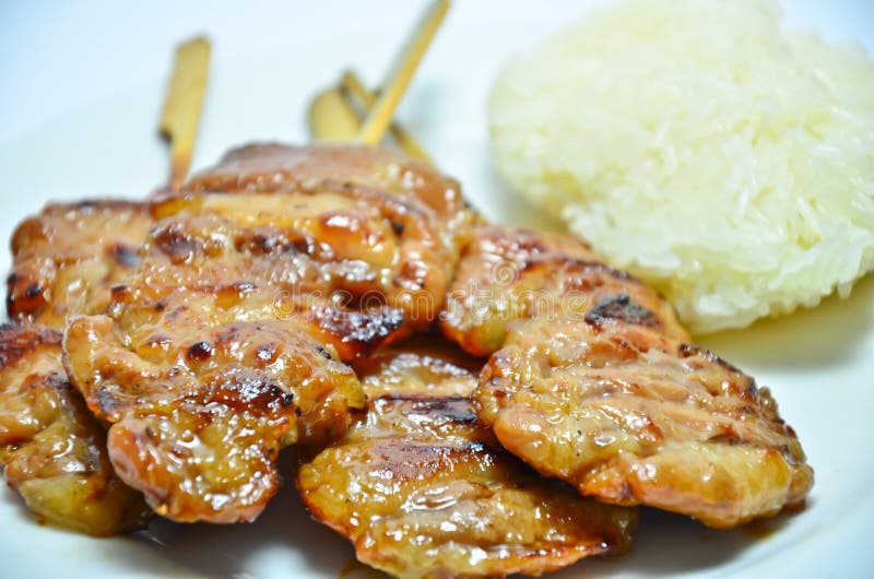 Grilled Pork with Sticky Rice Stock Image - Image of cook, cooked: 83729829