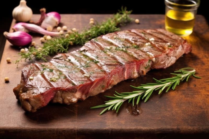 Grilled Porterhouse Steak on a Stone Slab with Herbs Stock Image ...