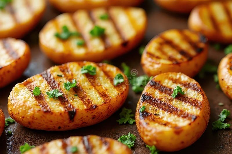 Grilled Potato Specialties stock illustration. Illustration of grilling ...