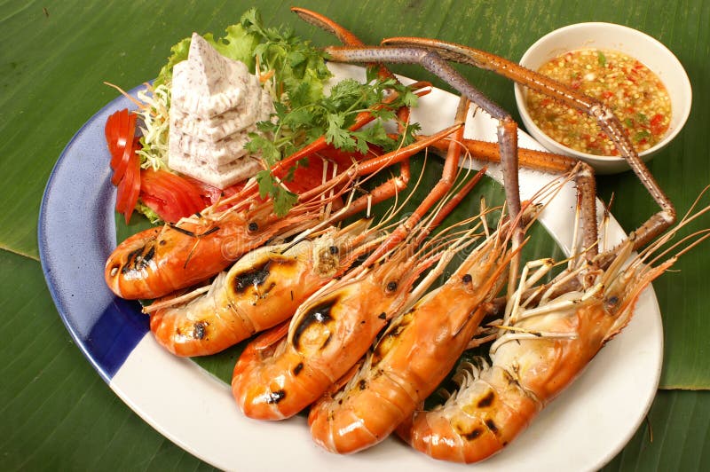 Grilled Prawn stock image. Image of sharp, green, closeup - 10525711