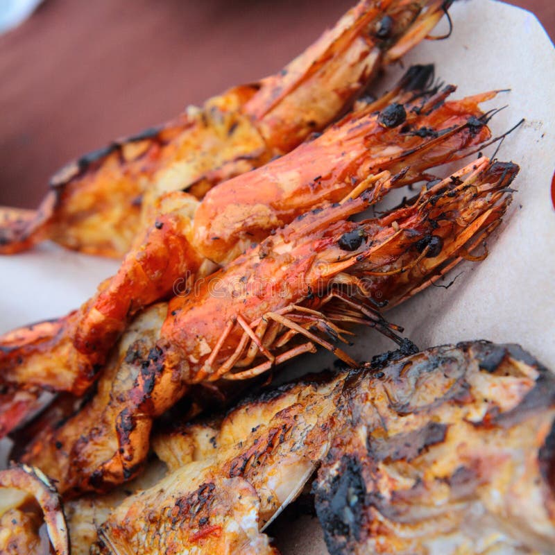 Grilled Prawns stock image. Image of vacation, seafood - 26033753