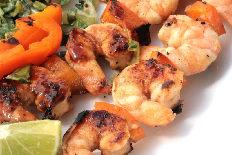 Grilled Prawns on Bamboo Sticks Stock Image - Image of delicious ...