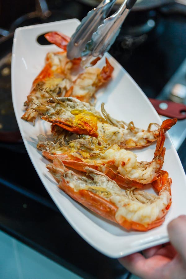 Grilled Prawns Cut in Half stock photo. Image of barbecue - 70671440