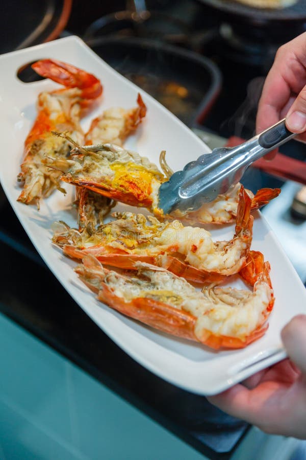 Grilled Prawns Cut in Half stock photo. Image of barbecue - 70671440
