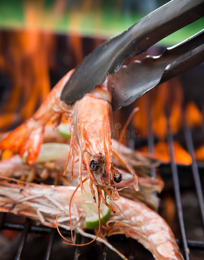 Grilled prawns stock photo. Image of roasted, charcoal - 32292428
