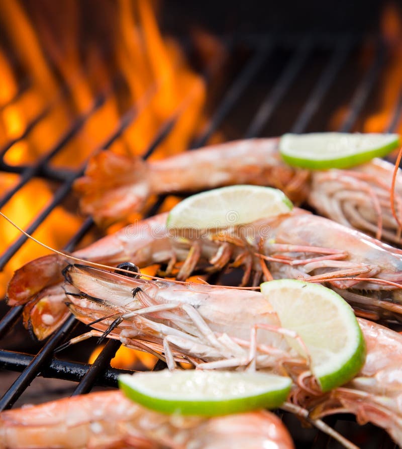 Grilled prawns stock photo. Image of prawn, flaming, food - 32591726