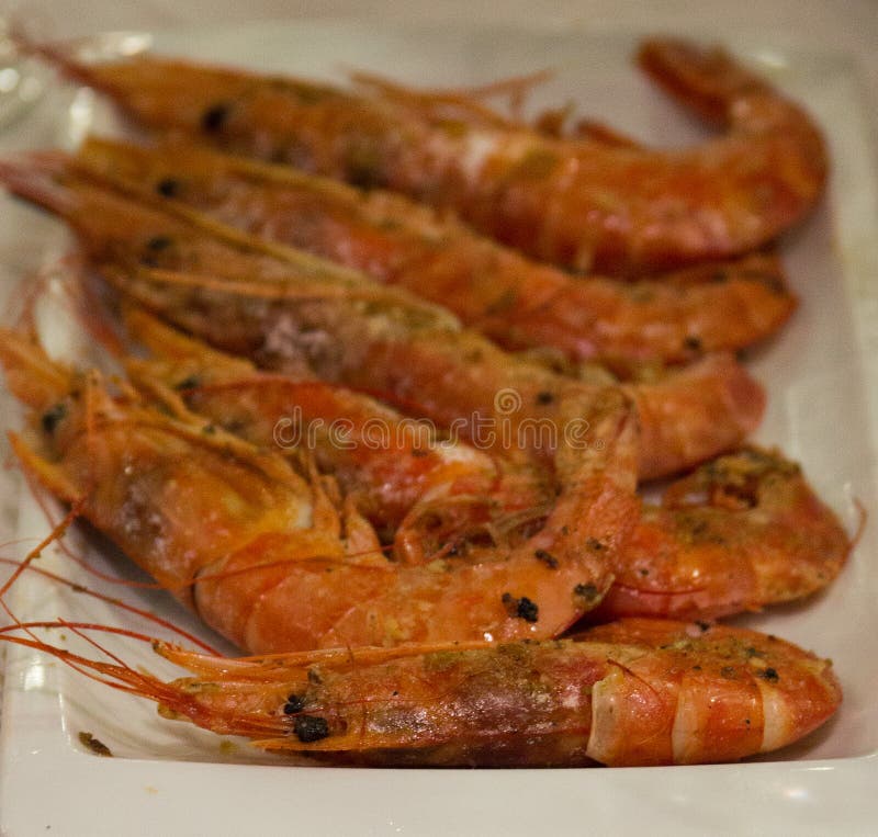 Grilled Prawns on the Plate Stock Photo - Image of mediterranean, food ...