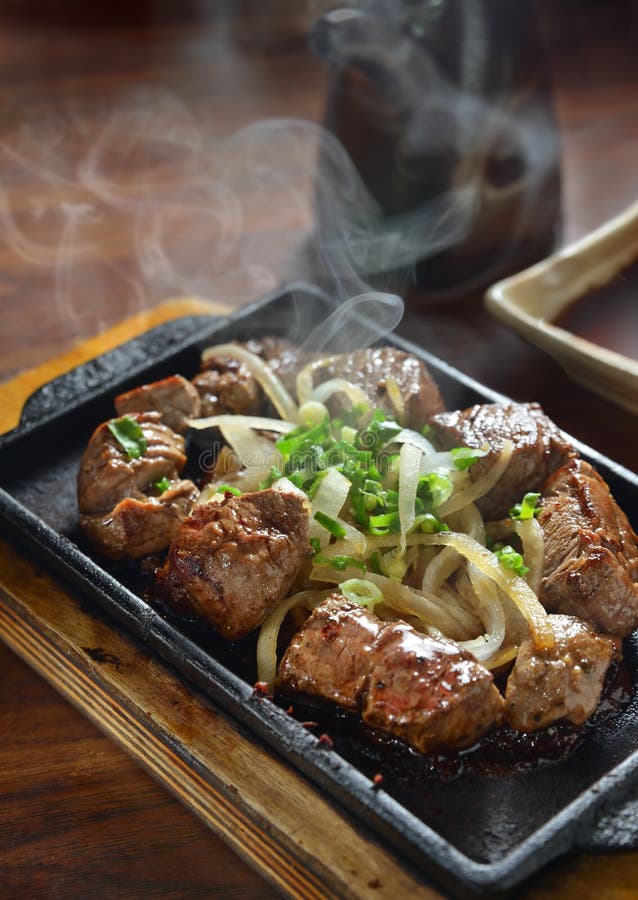 Beef steak hot pan stock photo. Image of fillet, grill - 156240134