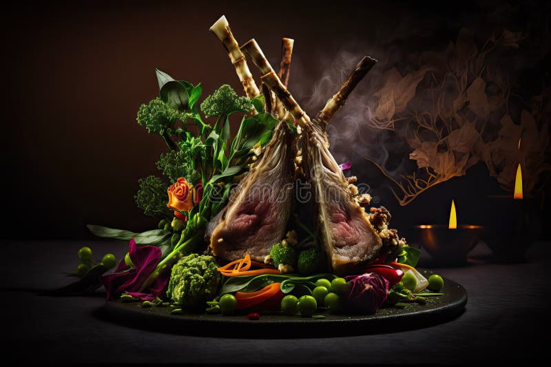 Grilled Rack of Lamb with Garlic and Lemon . Appetizing Serving Stock ... Grilled Rack of Lamb with Garlic and Lemon . Appetizing Serving Stock ...