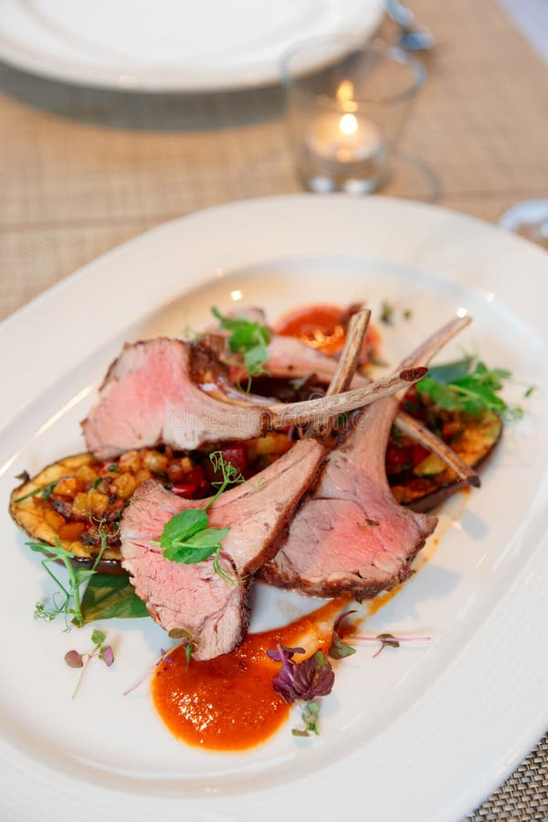 Grilled Rack of Lamb with Vegetables Stock Image - Image of italian ...