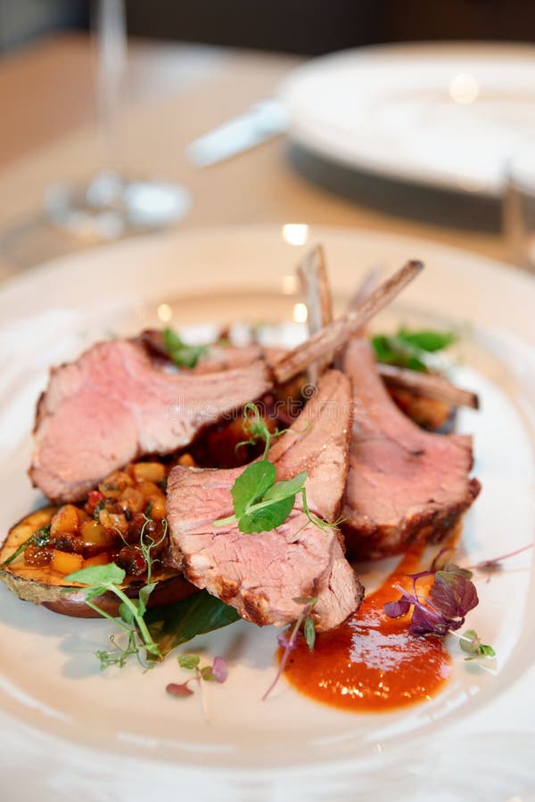 Grilled Rack of Lamb with Vegetables Stock Image - Image of cooked ...
