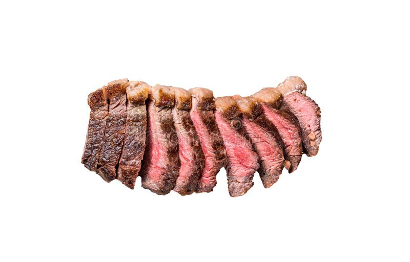 Grilled Ramp Cap Steak on a Meat Cleaver. Isolated on White Background ...