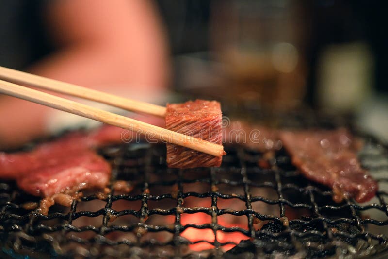 Grilled Raw Beef Slice on Flaming Grill Stock Image - Image of heat ...