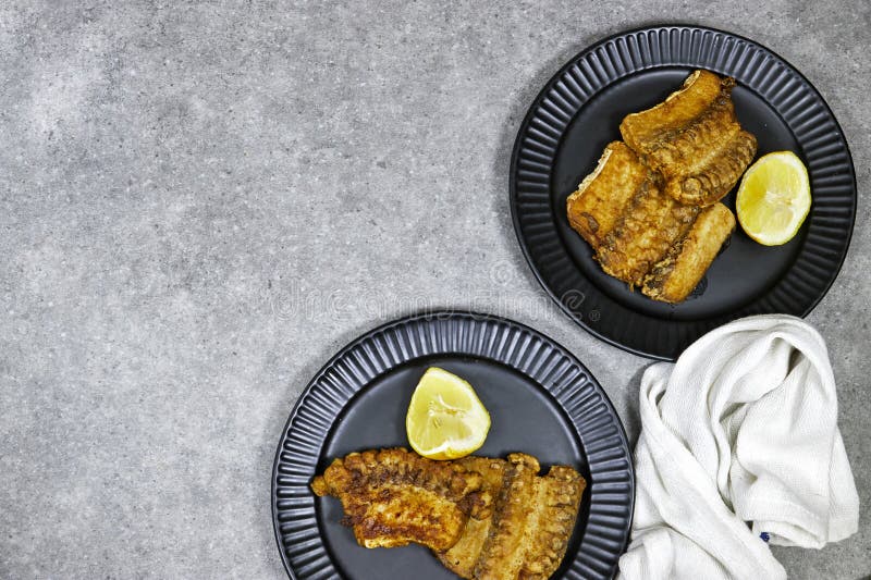 Grilled Ray or Skate Filet Decorated with Slice of Lemon. Stock Image ...