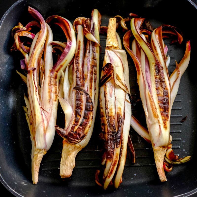 Grilled Red Chicory Radicchio Freshly Cooked Stock Photo - Image of ...