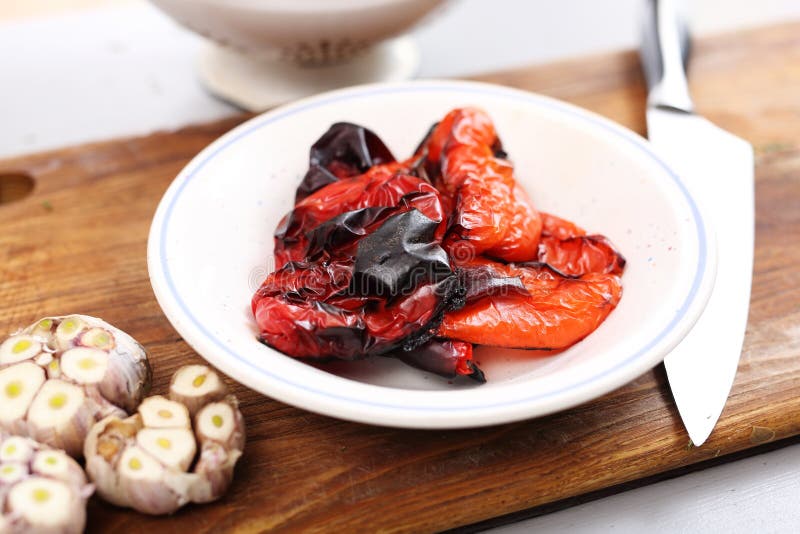 Grilled red peppers stock image. Image of natural, cloves - 84926201