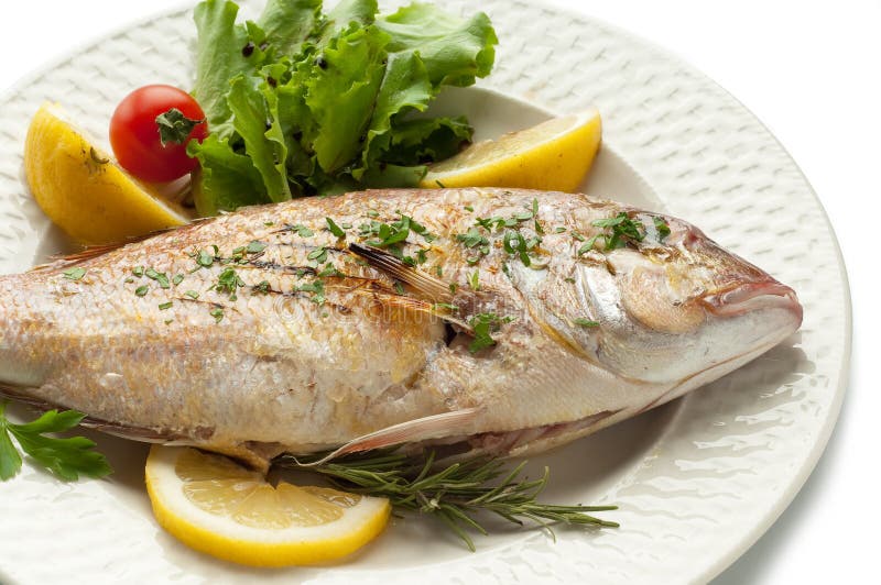 Grilled Red Snapper with Salad Stock Photo - Image of tropical, cute ...