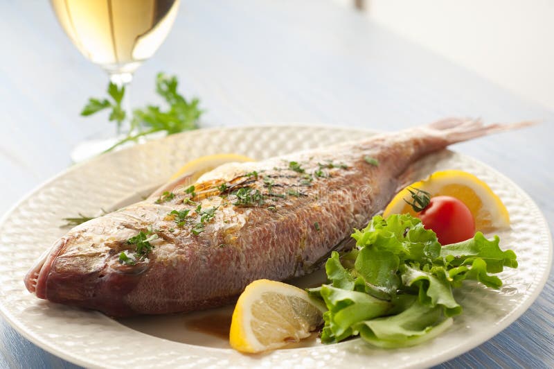Grilled Red Snapper with Salad Stock Image - Image of tomato, cute ...