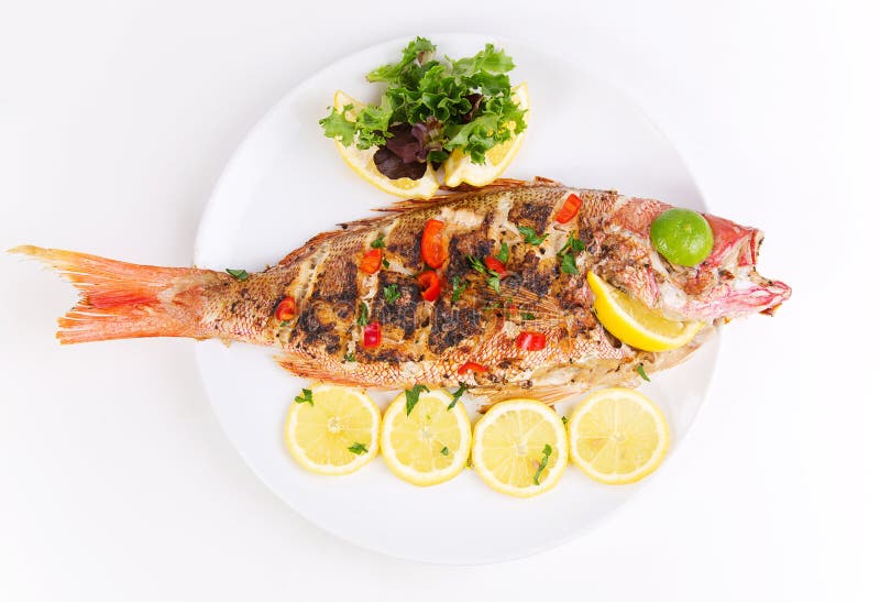 Grilled Red Snapper with Salad Stock Image - Image of grilled, grill ...