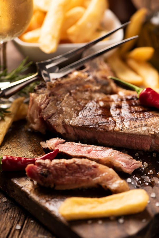 Grilled rib fillet stock image. Image of fries, cooked - 138479799