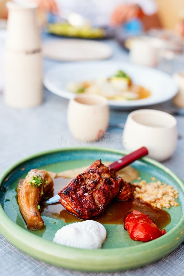 Grilled rump of lamb stock image. Image of catering - 230595959