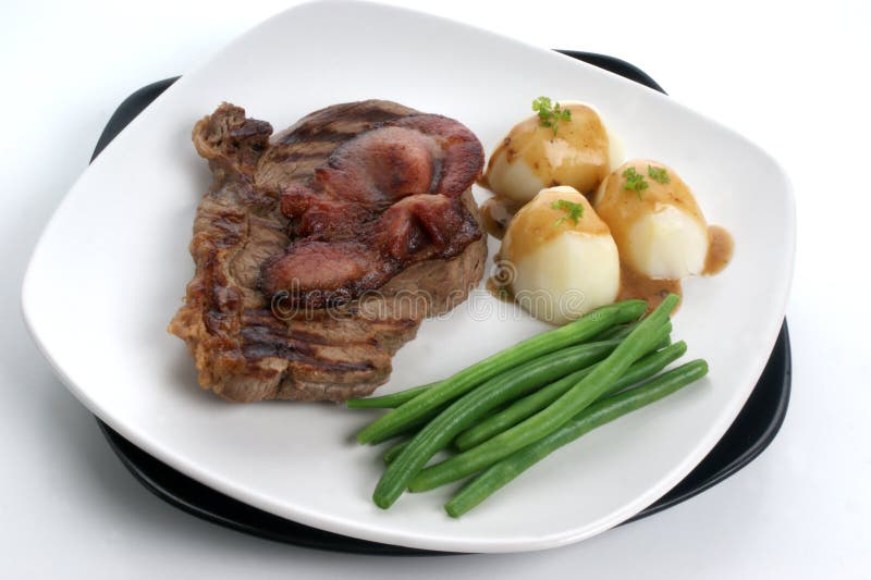 Grilled Rump Steak and Bacon with Potato Stock Image - Image of gourmet ...