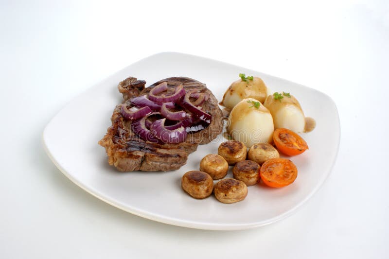 Grilled Rump Steak and Bacon with Potato Stock Photo - Image of rump ...