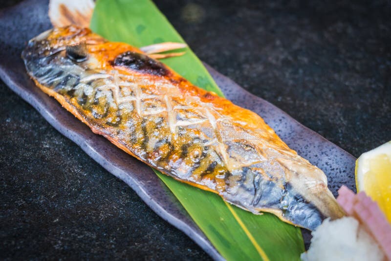 Grilled saba fish stock photo. Image of cuisine, traditional - 92345154