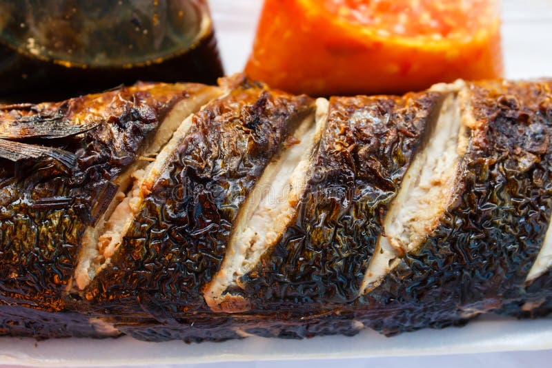 Grilled Saba Fish with Sweet Sauce. Stock Image - Image of dish, grill ...