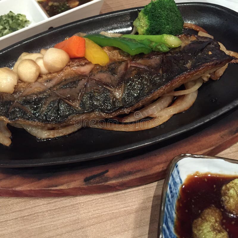 Grilled saba fish stock image. Image of carrot, asia - 75778755