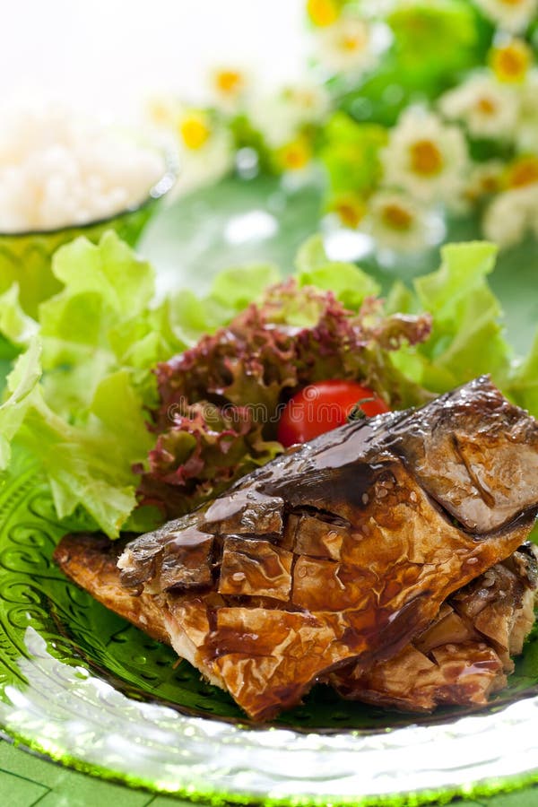 Grilled Saba stock image. Image of japanese, sauce, cooked - 103772083