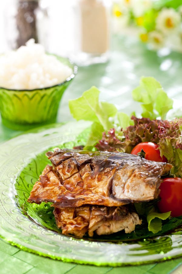 Grilled Saba stock photo. Image of rice, tradition, dinner - 115866598