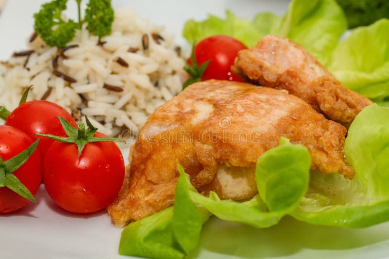 Grilled Salmon Fillet with Rice Stock Photo - Image of green, freshness ...