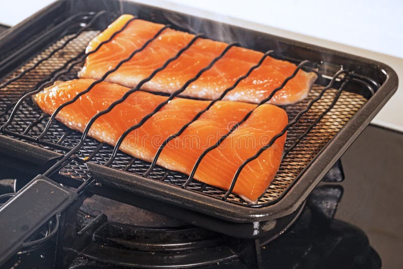 Grilled salmon fish stock photo. Image of plate, food - 325591784
